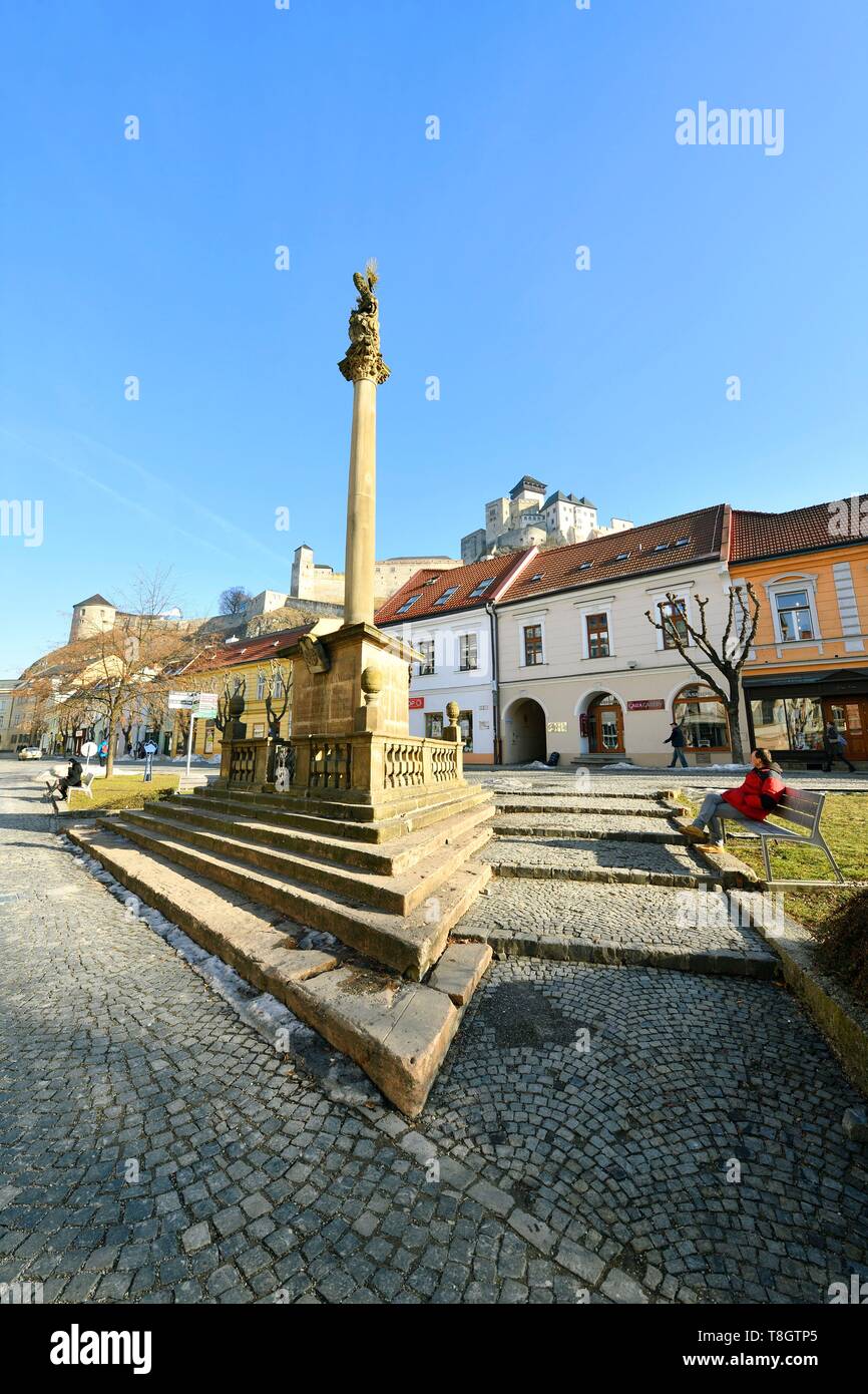 Slovakia, Trencin Region, Trencin, the column of the Holy Trinity in ...
