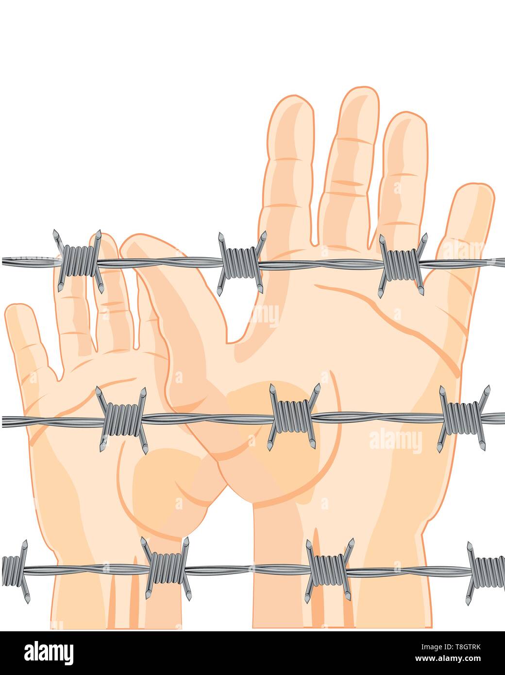 Barbed wire and hands of the people vector illustration Stock Vector ...