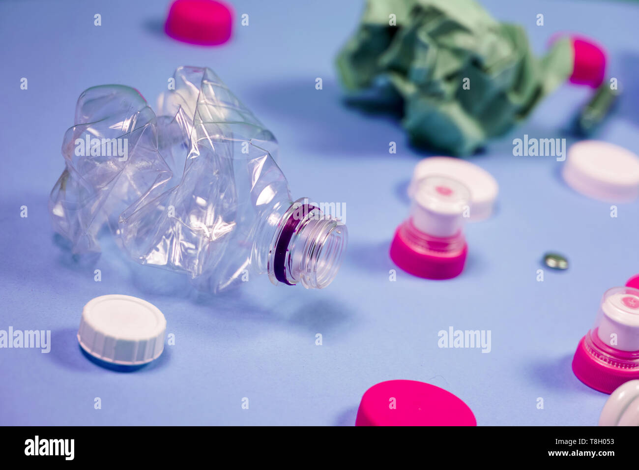 Trash and assorted garbage isolated on background, recycle concept ...