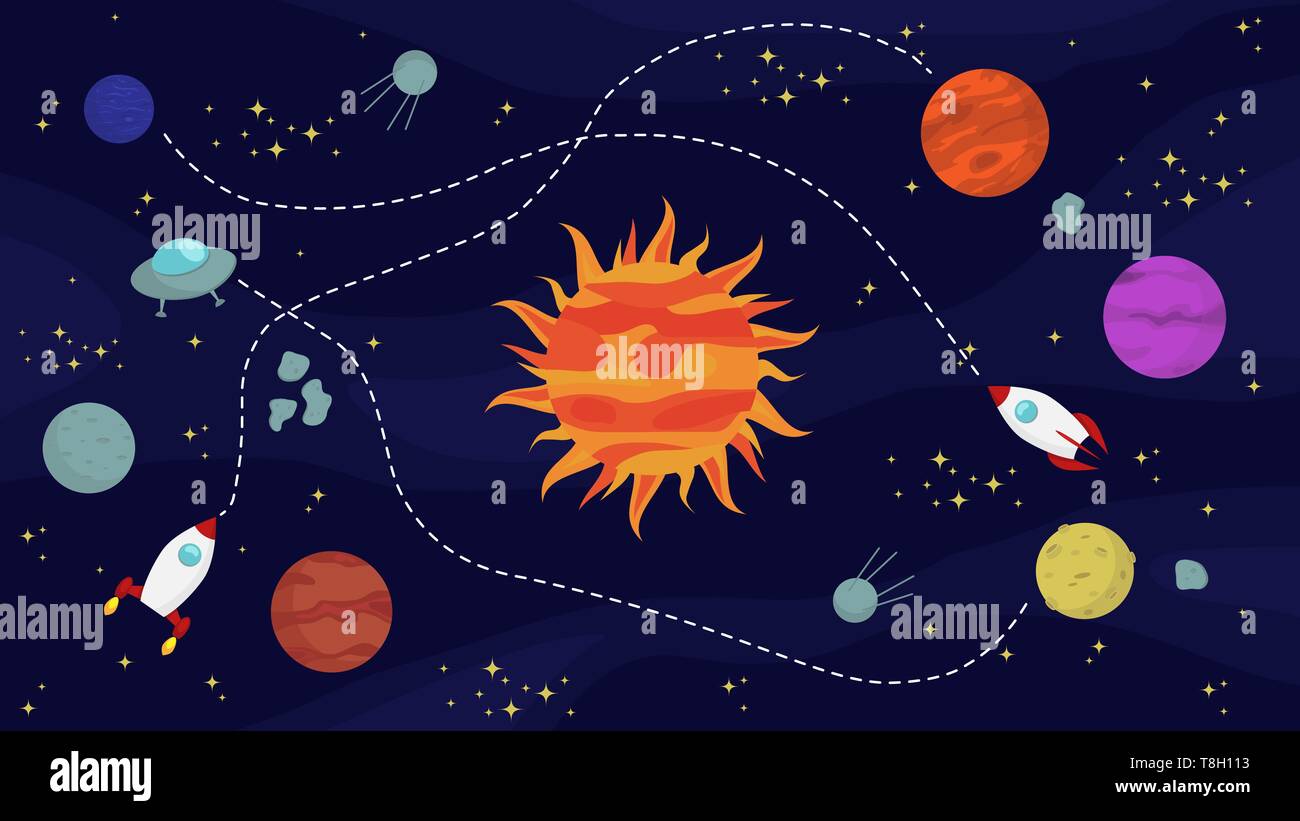Cartoon Planets And Stars