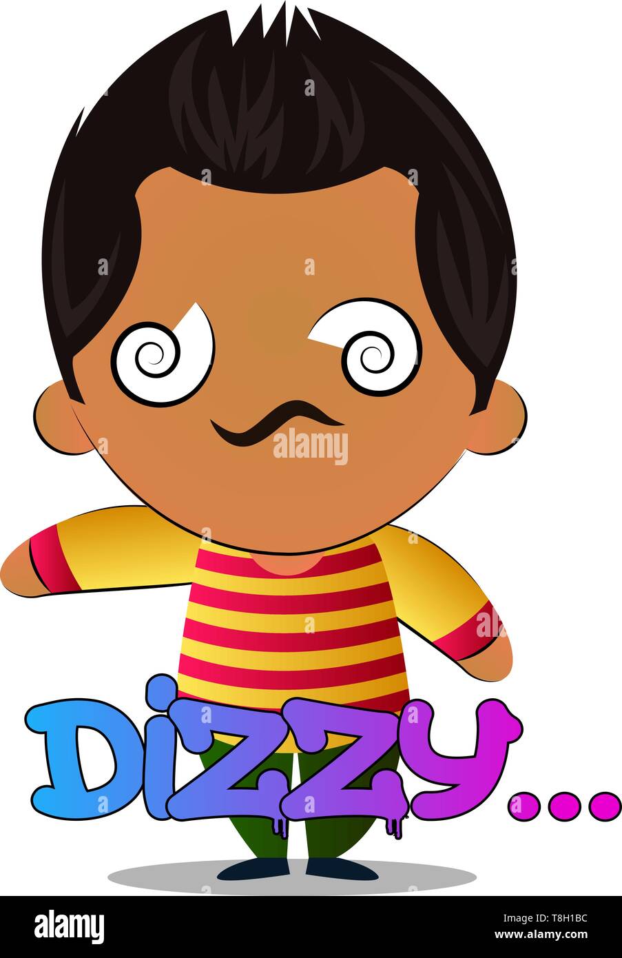 Boy is feeling dizzy, illustration, vector on white background Stock ...