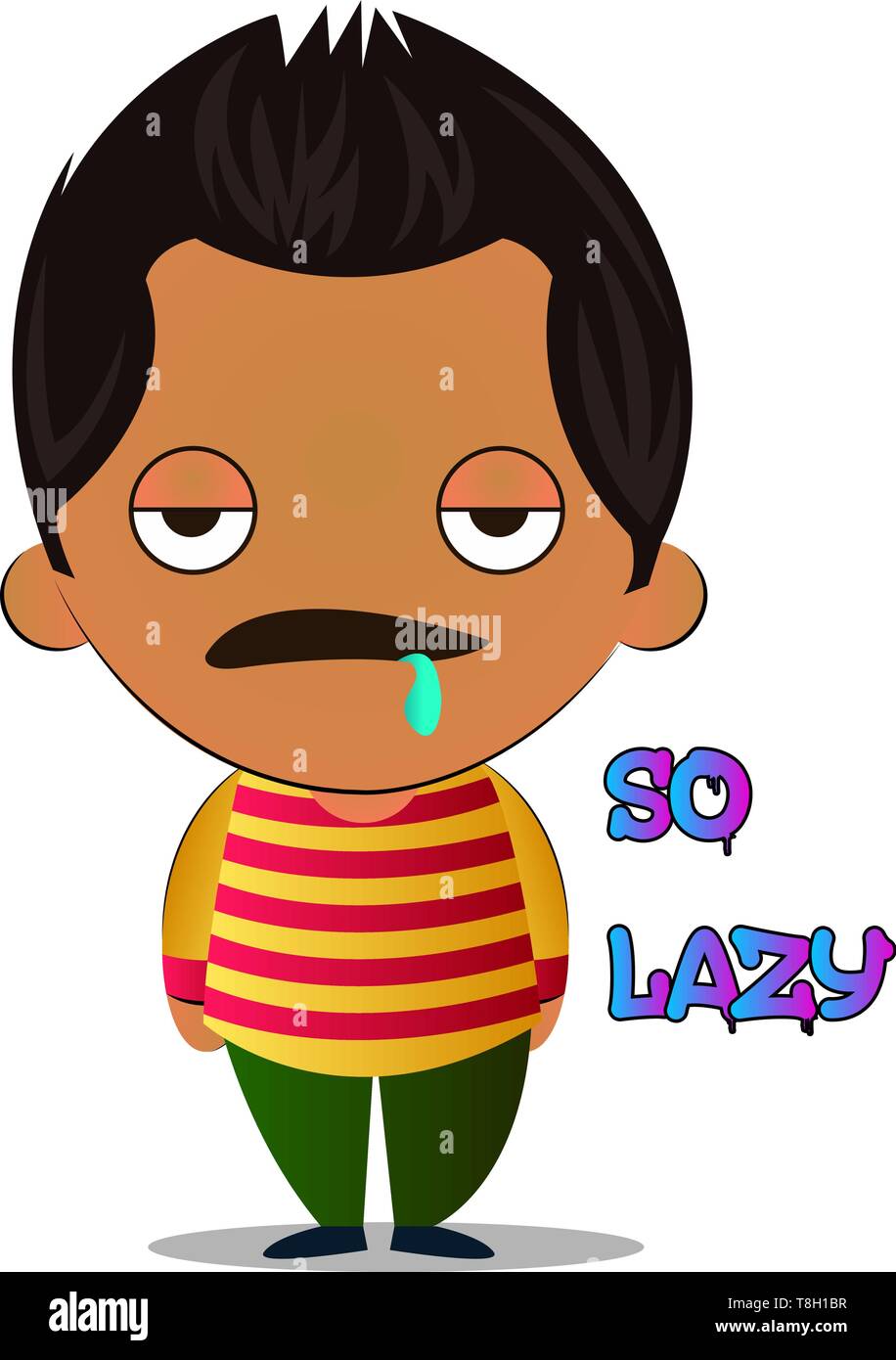 Boy is feeling lazy, illustration, vector on white background Stock ...