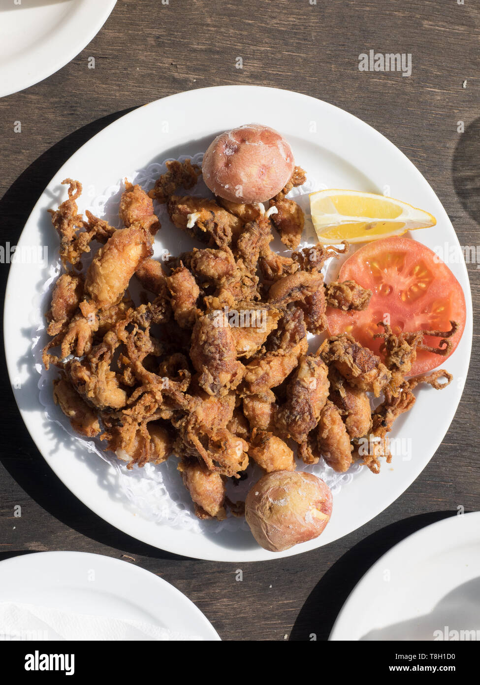 Fried chopitos, typical dish of Spanish food. Chopitos de lanzarote ...