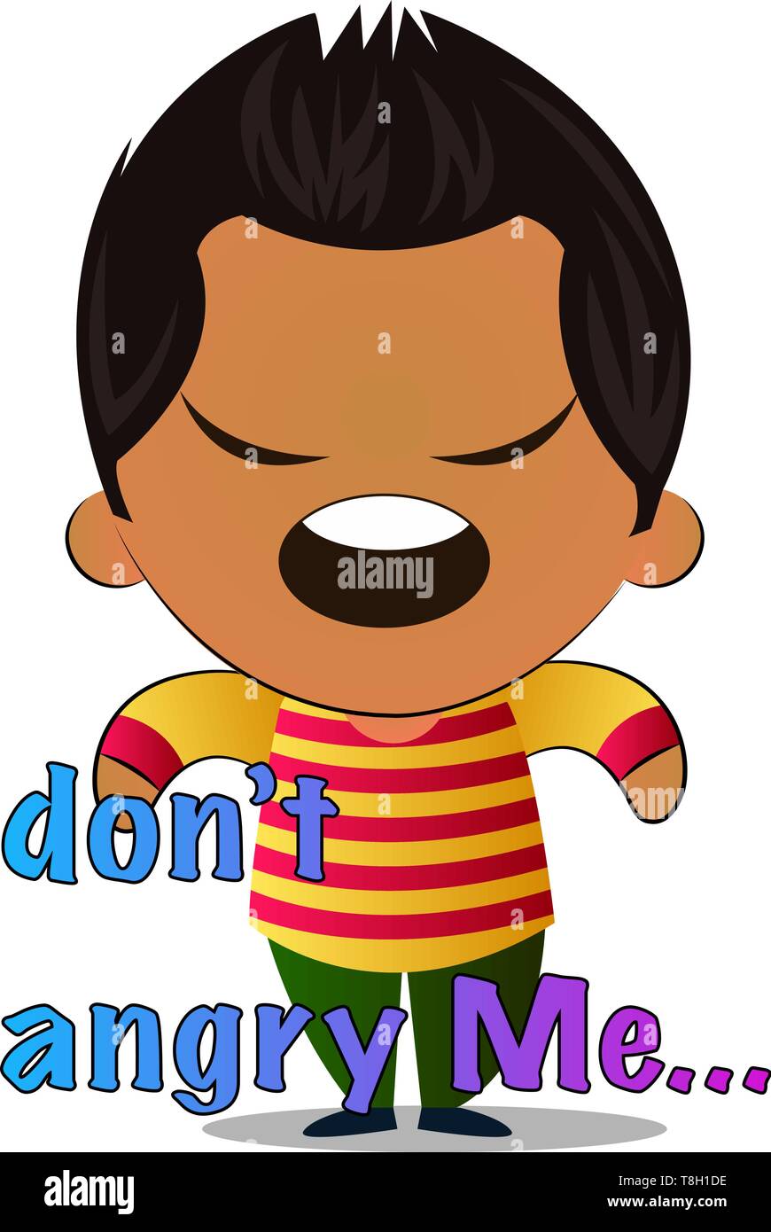 Boy is feeling angry, illustration, vector on white background Stock ...