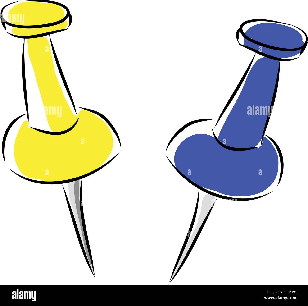 Reminder pins hand drawn design, illustration, vector on white ...