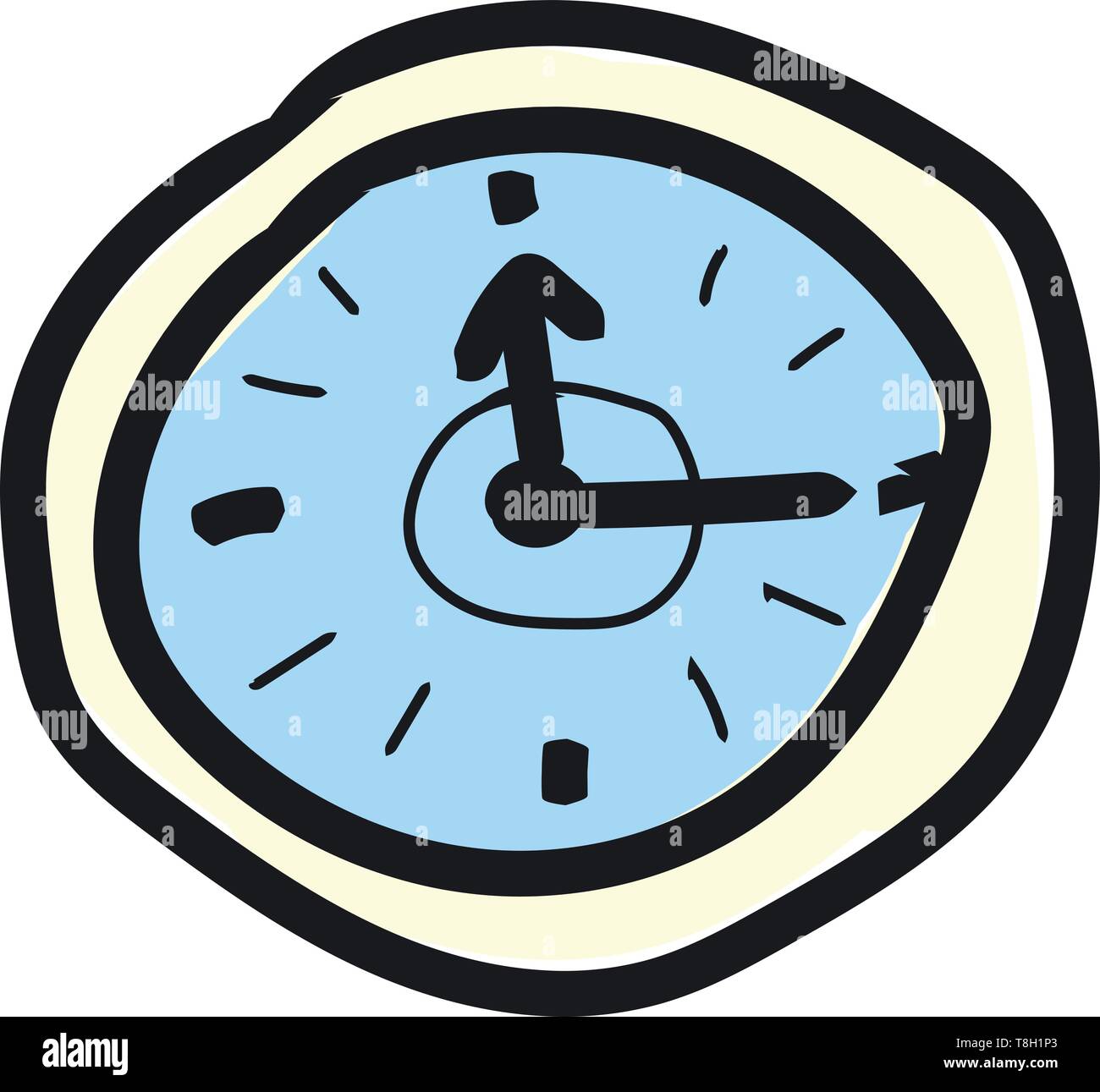 Wall clock hand drawn design, illustration, vector on white background ...