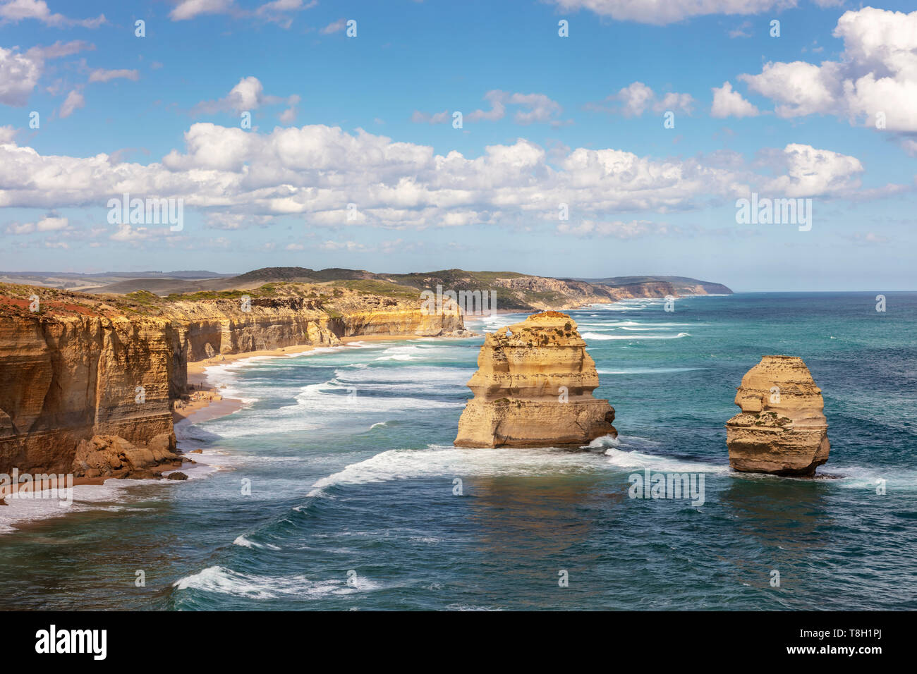 Scenic view alongside the Great Ocean Road in Australia including the ...