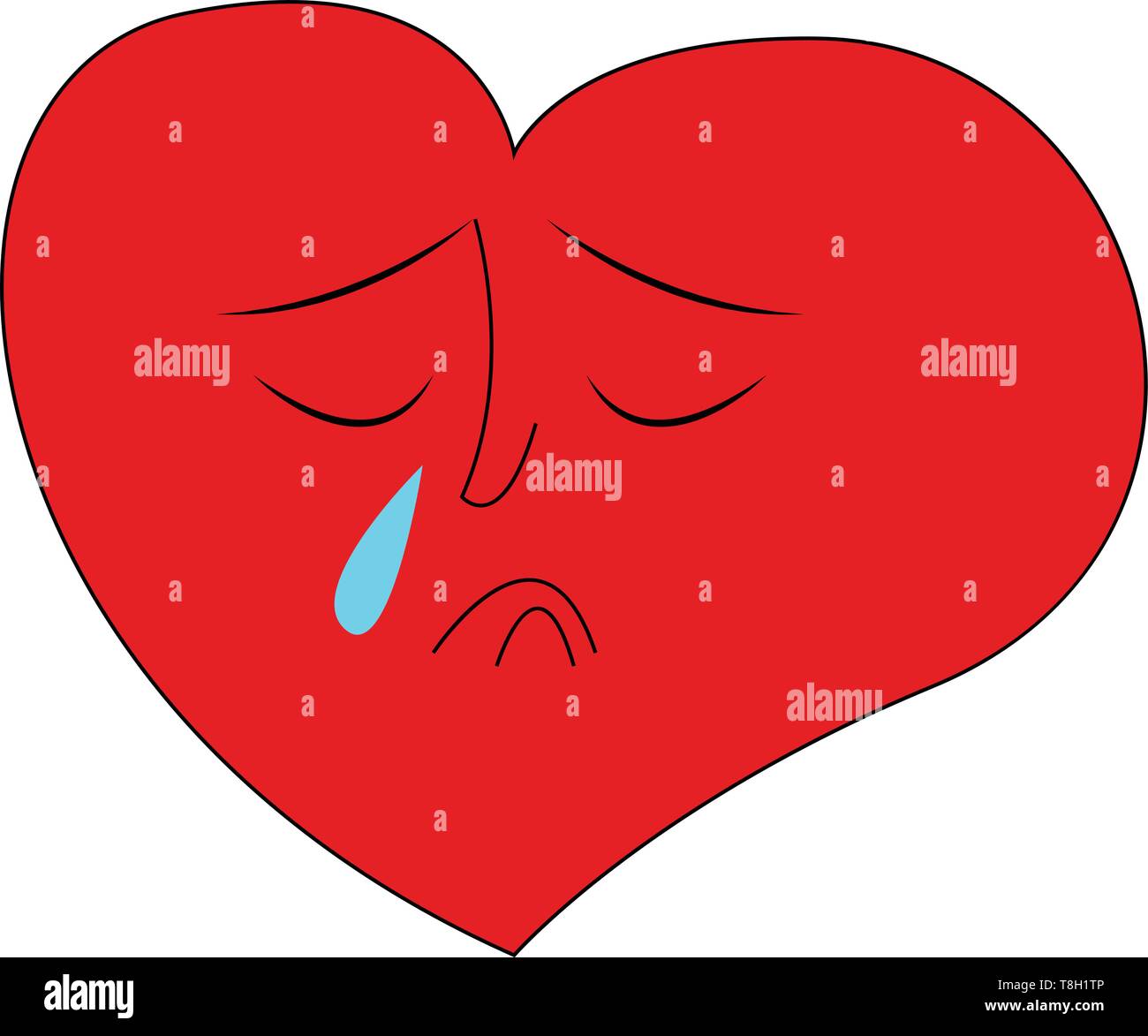 Heart crying hand drawn design, illustration, vector on white ...