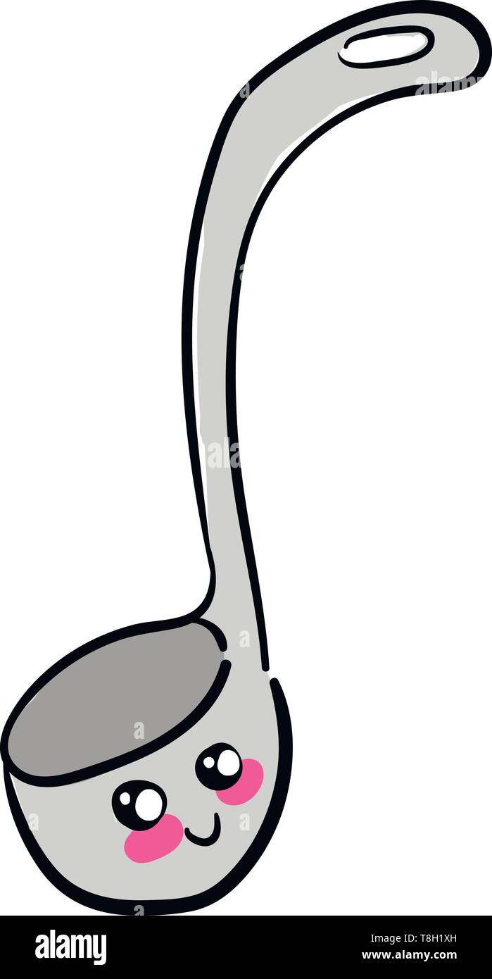 Ladle with face character hand drawn design, illustration, vector on ...