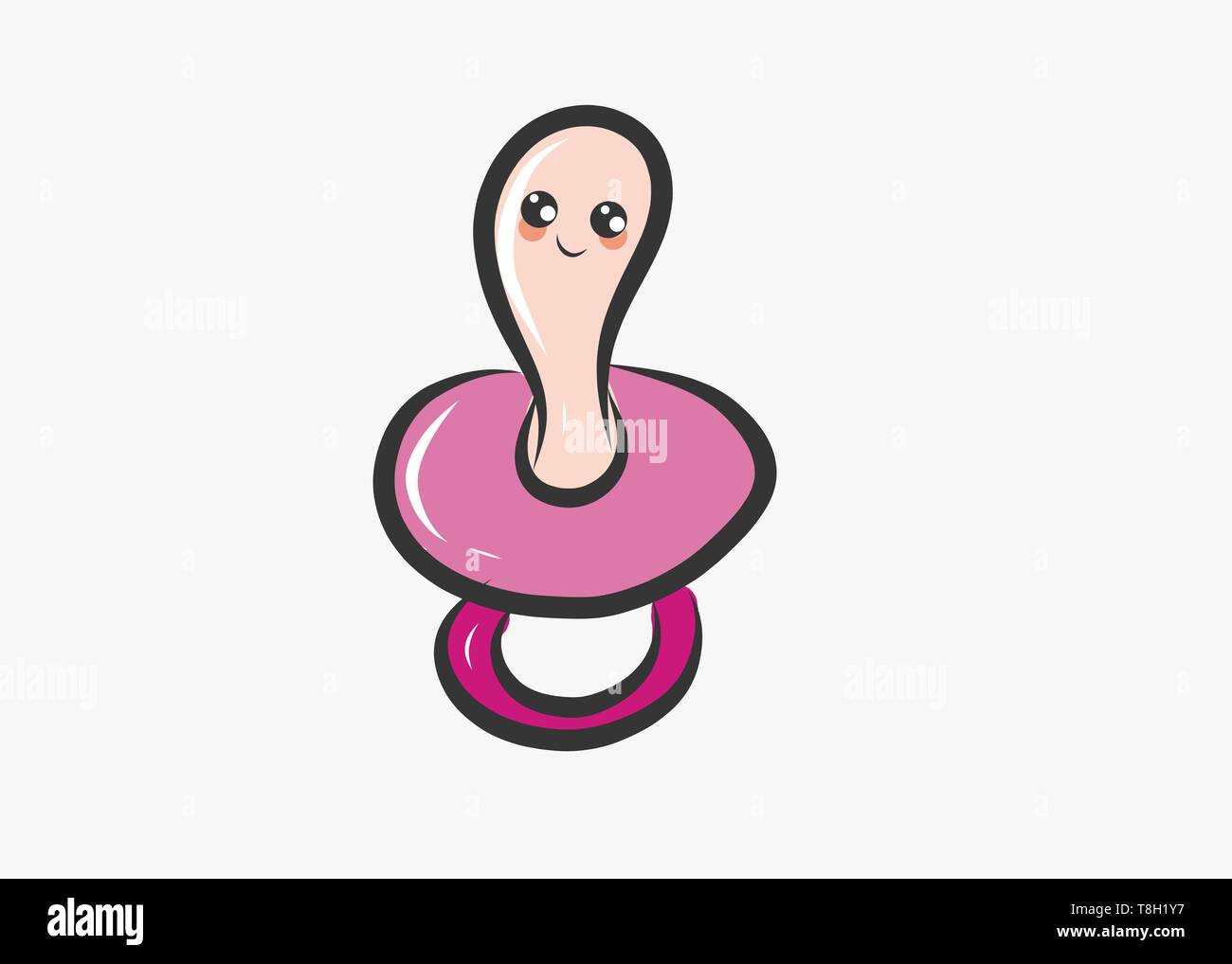 Pacifier with face hand drawn design hi-res stock photography and ...