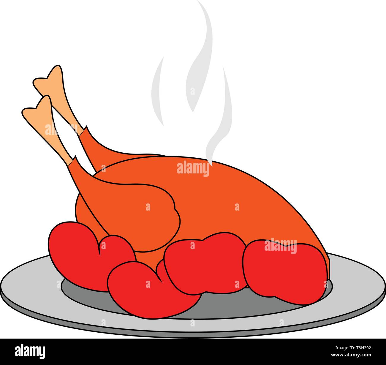 Fried chicken on the plate hand drawn design, illustration, vector on ...