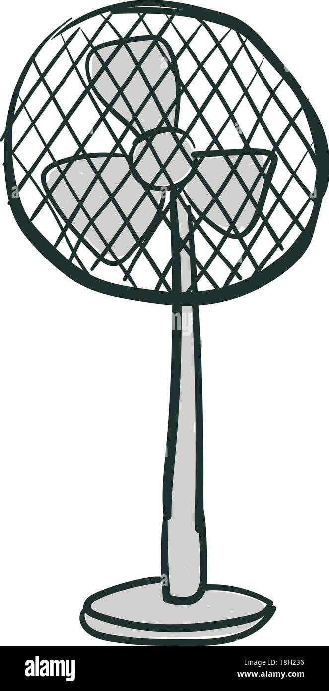 Stand fan hand drawn, illustration, vector on white background Stock ...
