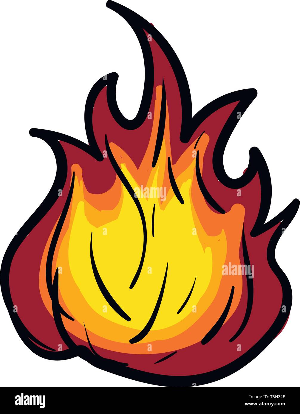 Fire hand drawn design, illustration, vector on white background Stock ...