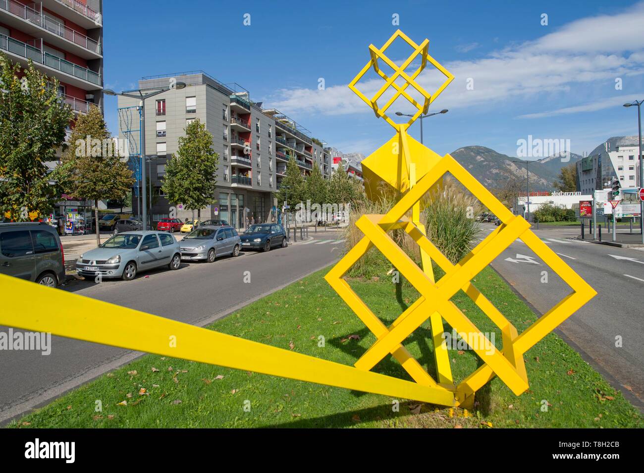 France, Isere, Grenoble, metallic artwork in the southern district, rue ...