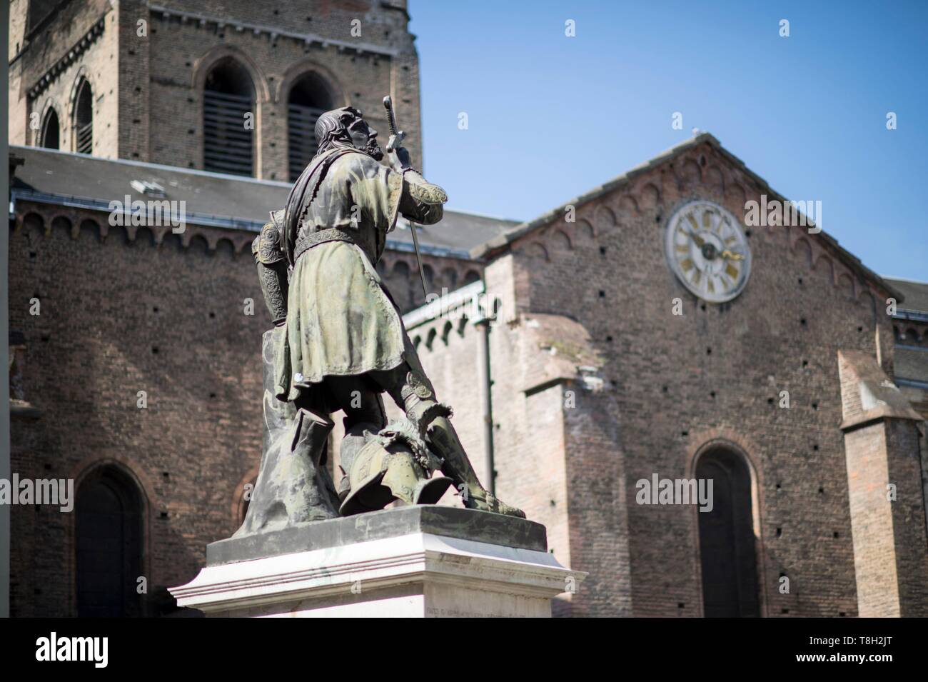 France, Isere, Grenoble, the statue of the Chevalier Bayard on Saint ...