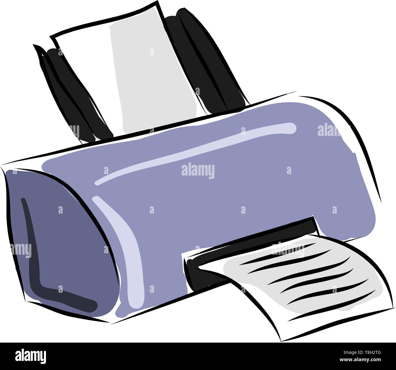 Printer hand drawn design, illustration, vector on white background ...