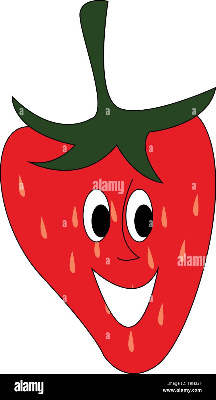 Strawberry with face character hand drawn design, illustration, vector ...