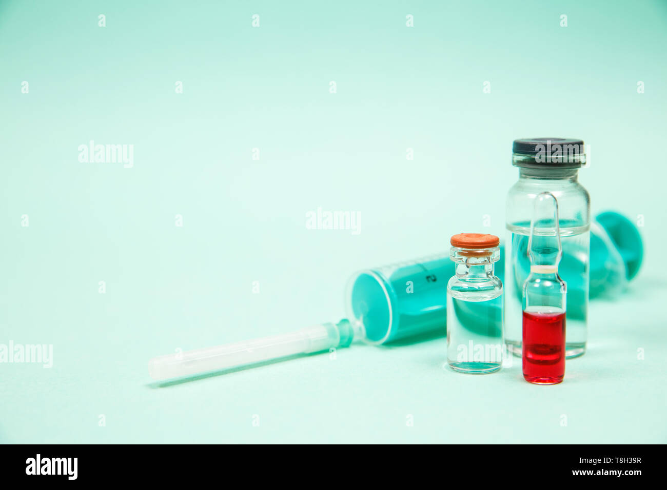 Medical Vaccine vial hypodermic injection treatment disease care Stock ...