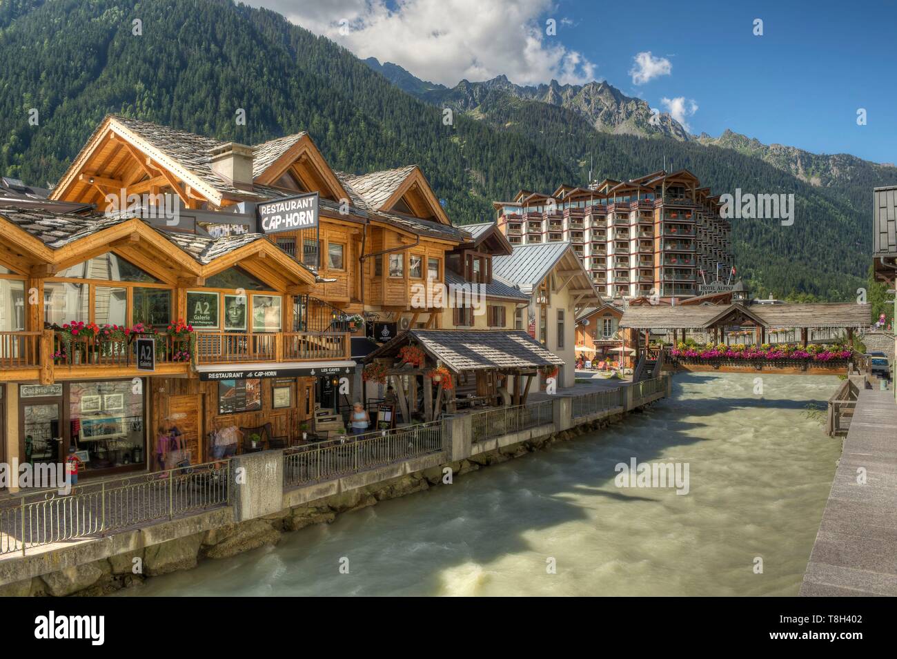 France, Haute Savoie, Mont Blanc Massif, Chamonix Mont Blanc, the Arve ...