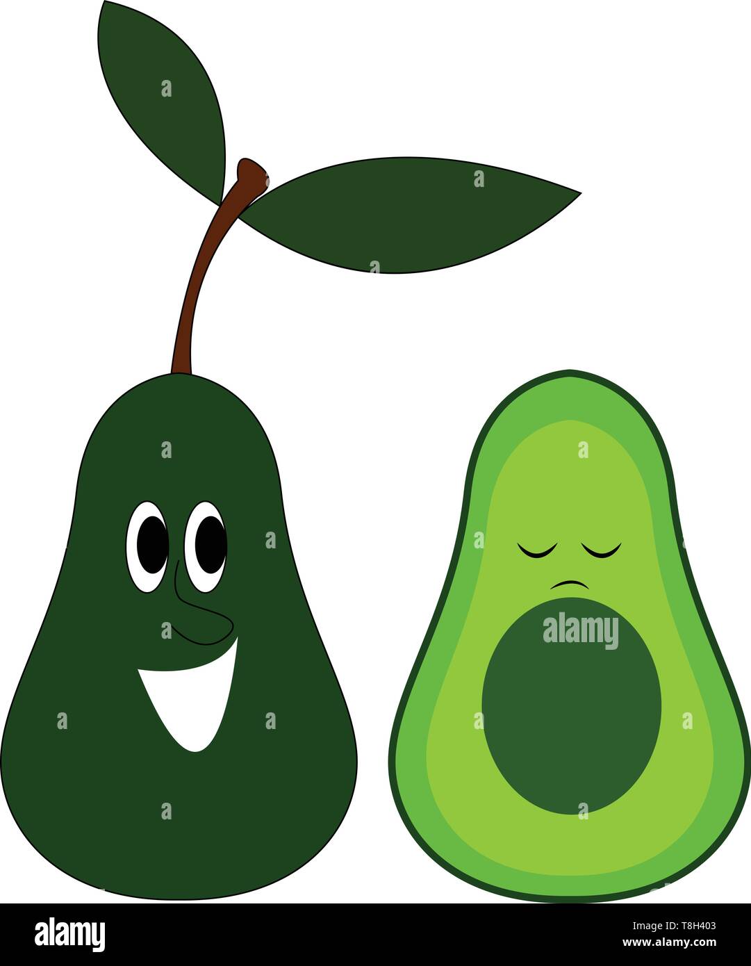 Avocado with face character hand drawn design, illustration, vector on ...