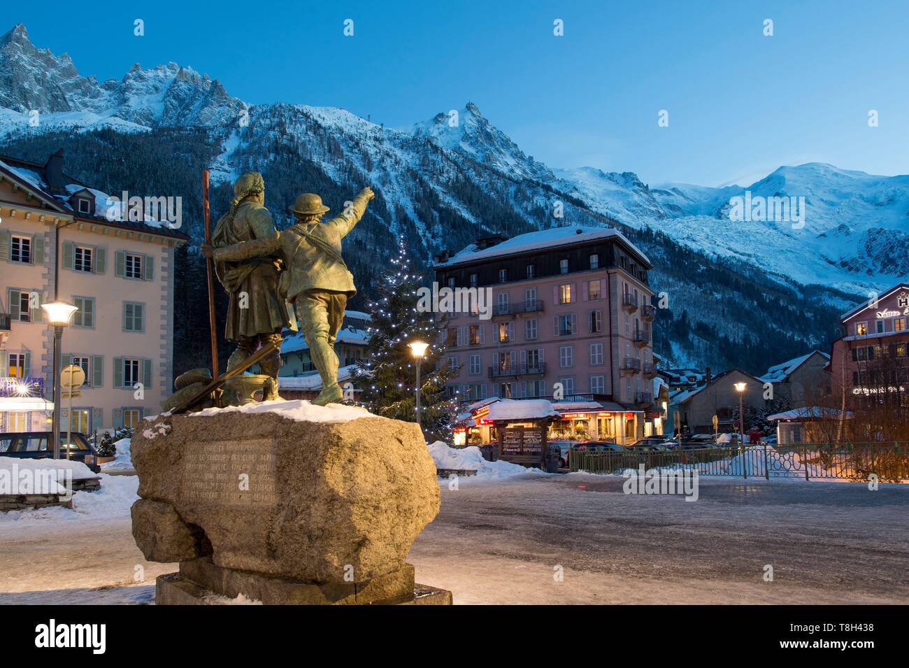 France, Haute Savoie, Mont Blanc Massif, Chamonix, monument to the ...