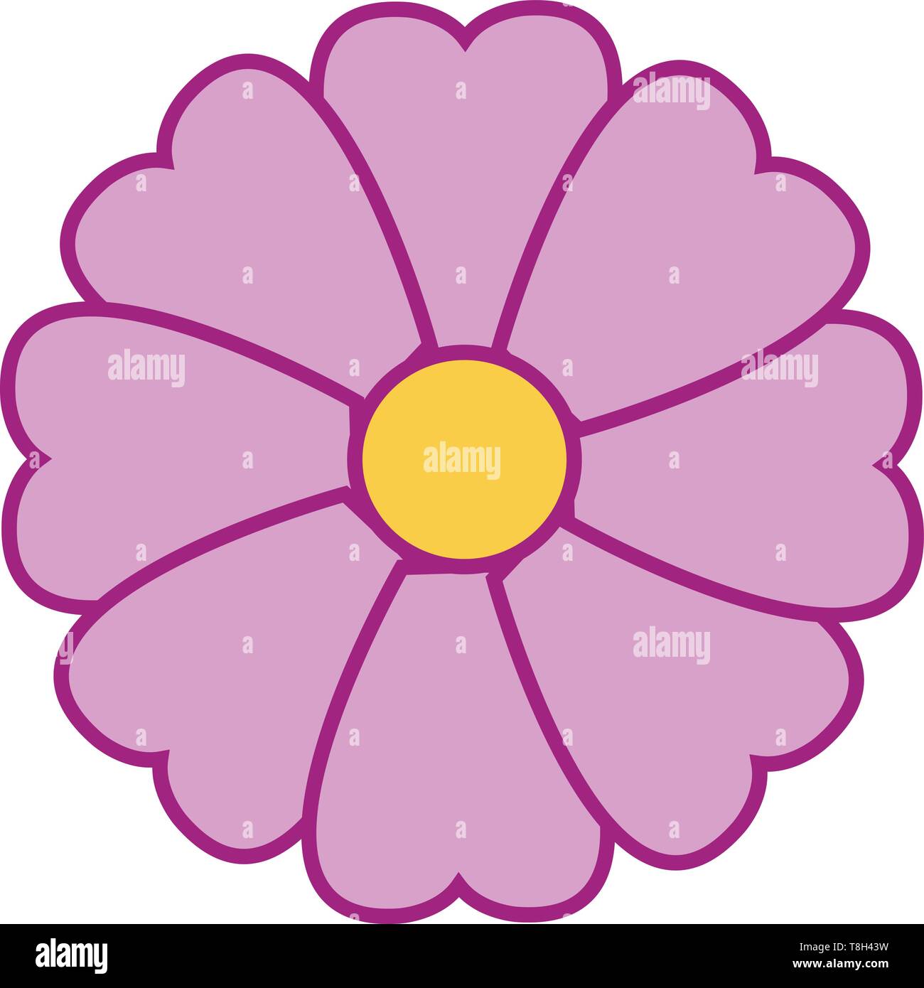 Violet flower hand drawn design, illustration, vector on white ...