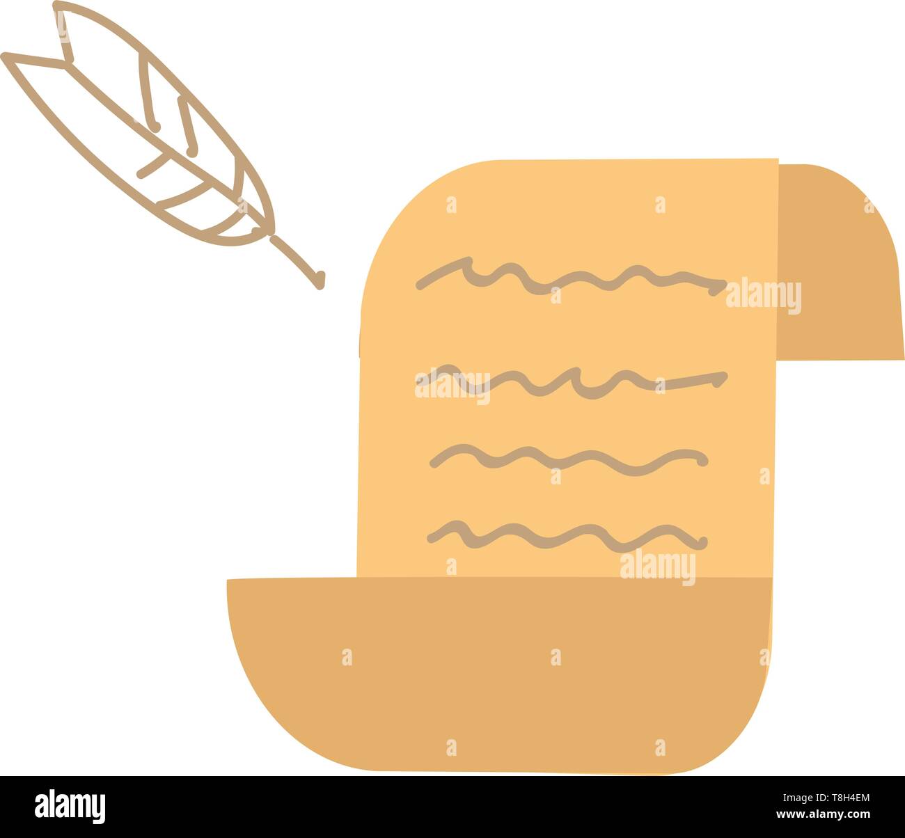 Feather pen and note hand drawn design, illustration, vector on white ...