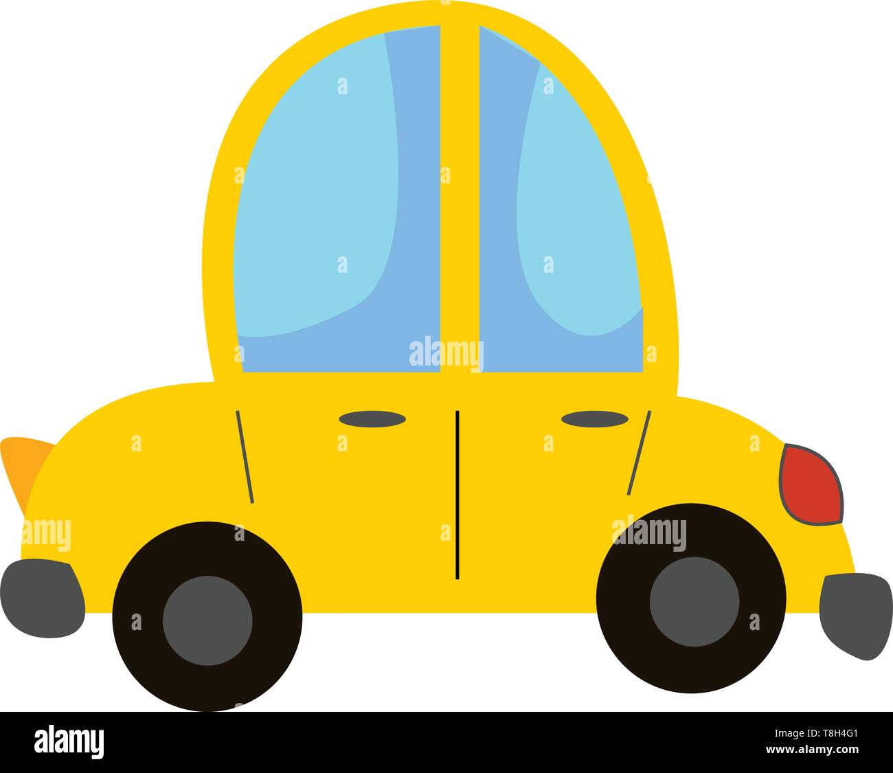 Yellow car hand drawn design, illustration, vector on white background ...