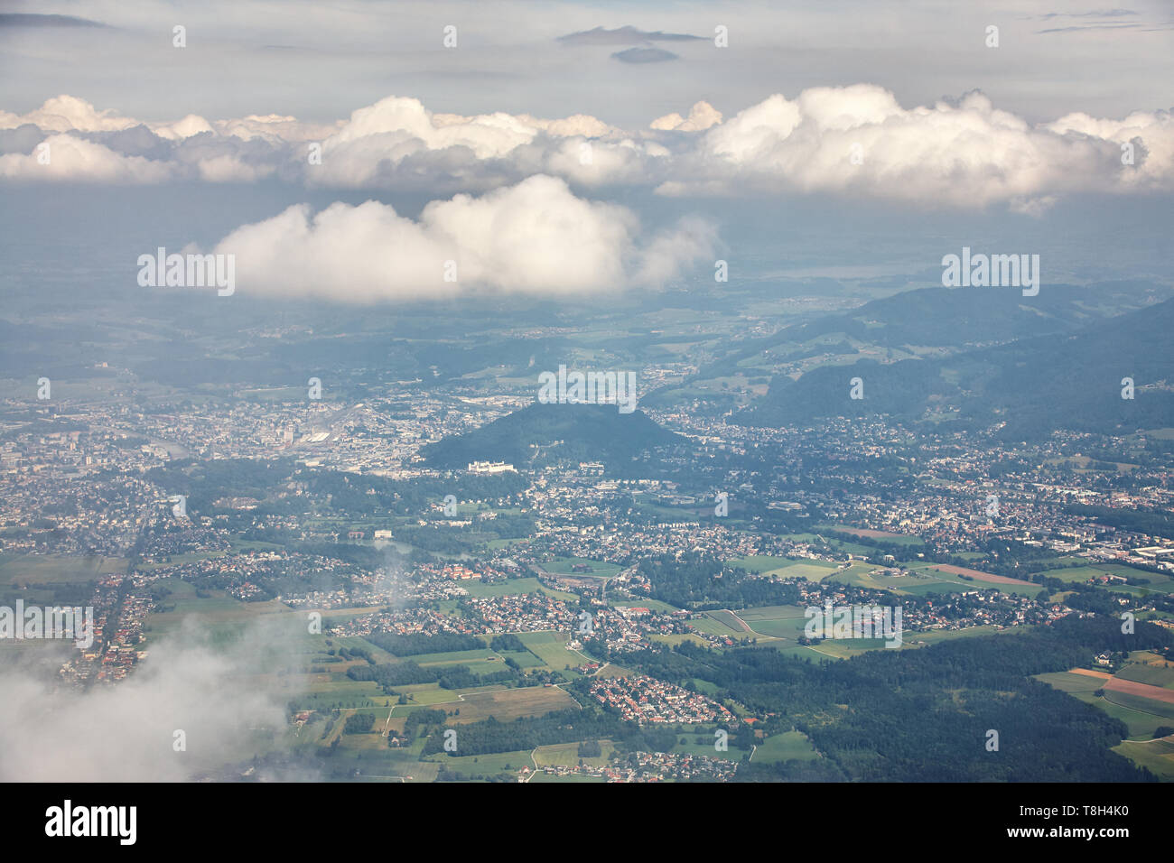 residential area with houses and streets from above. cityscape with ...