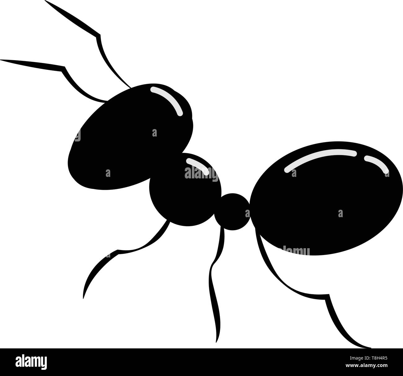 A small black ant which is very busy , vector, color drawing or ...