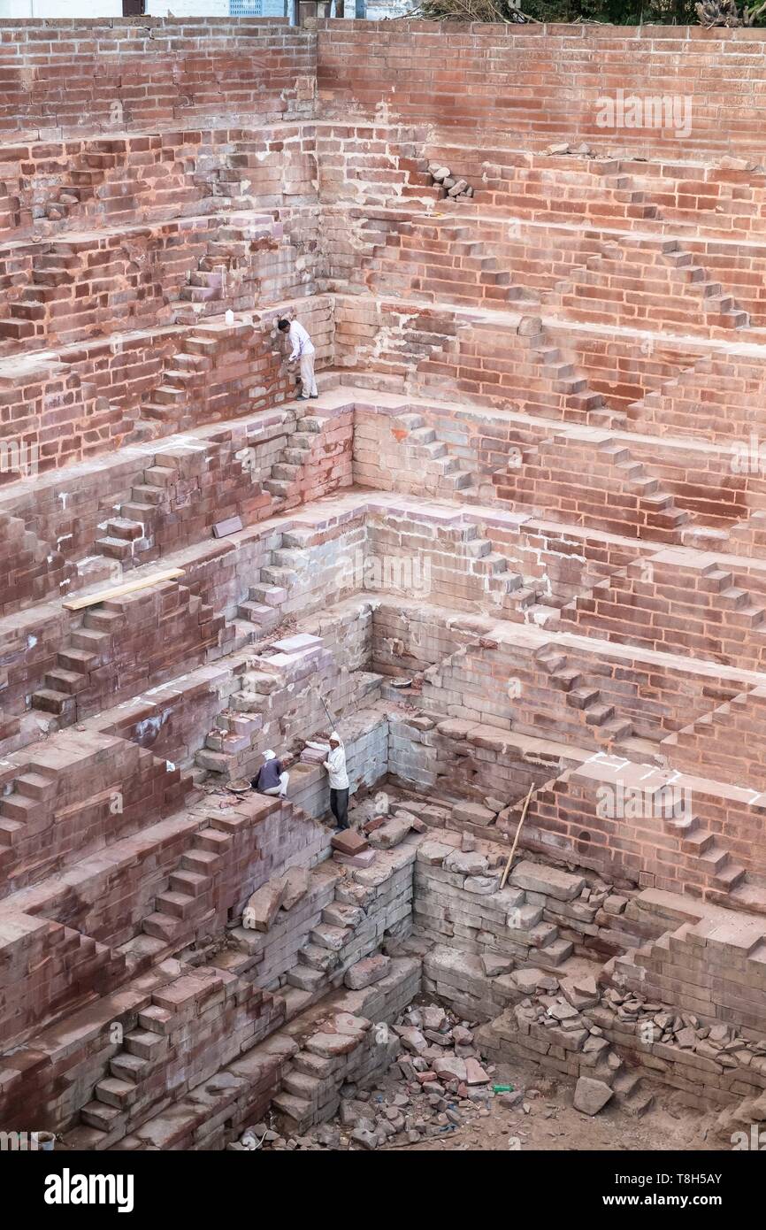 India, Rajasthan, Osiyan (or Osian), gateway to the Thar desert, baori ...