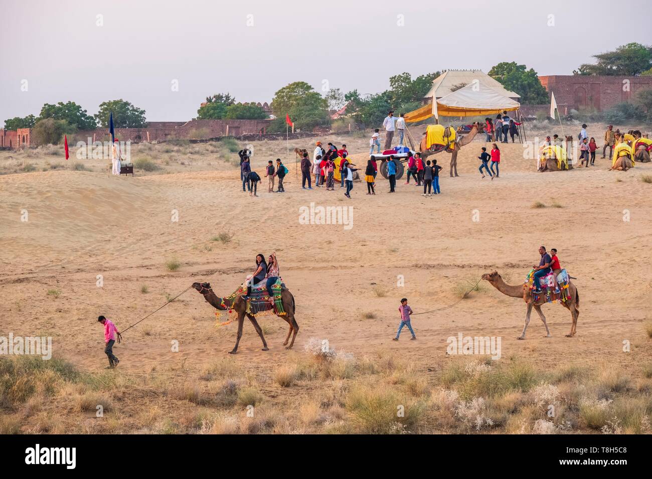 India, Rajasthan, Osiyan (or Osian), gateway to the Thar desert, camel ...