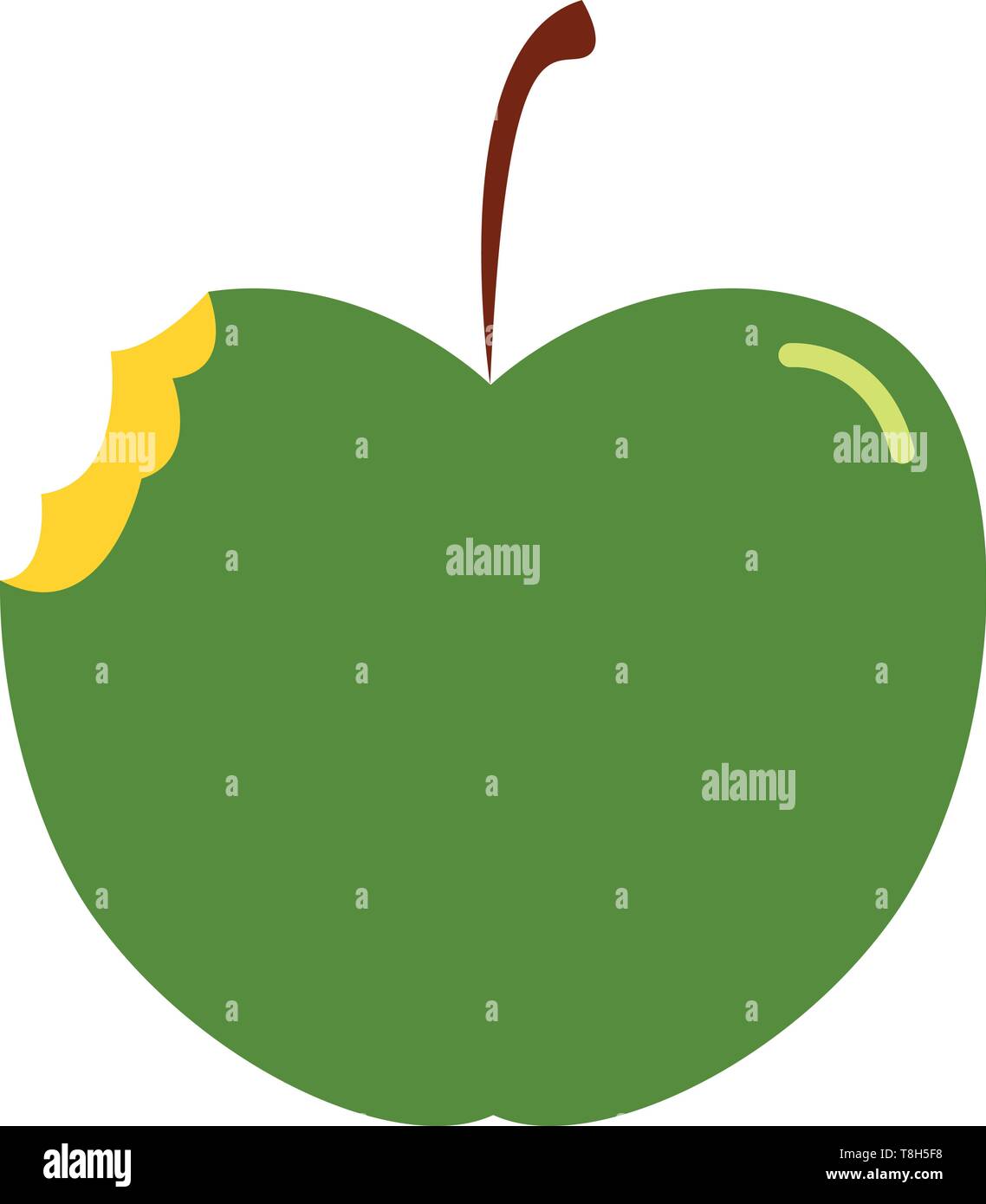 A big green apple which is bit in one corner , vector, color drawing or ...