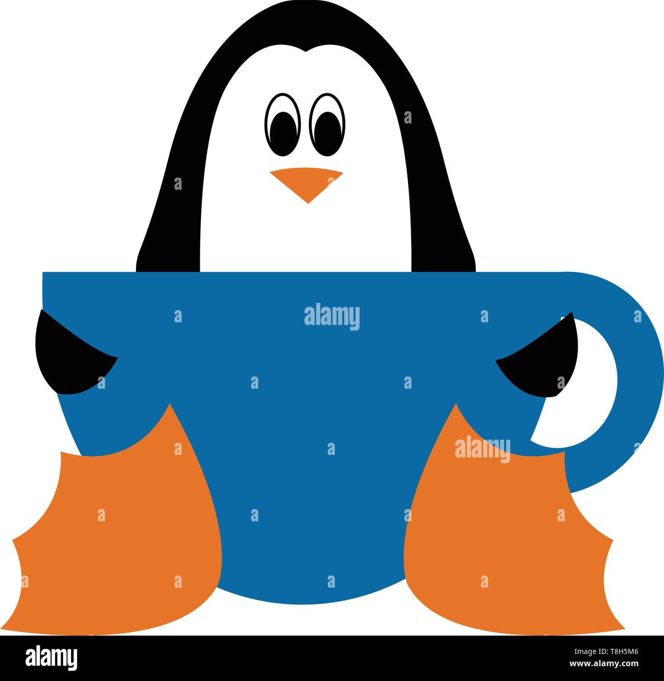 A cute baby cup with a shape of a penguin in it , vector, color drawing ...