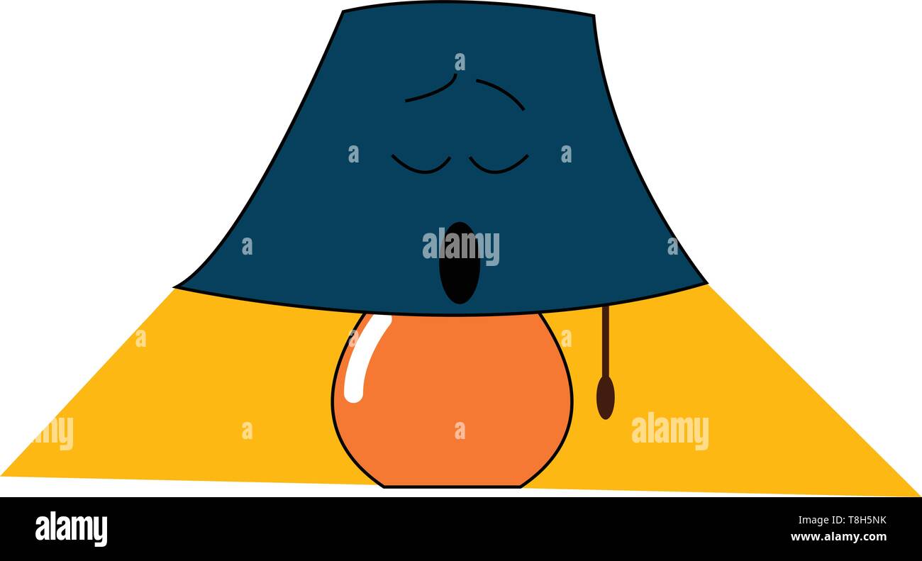 A small table lamp in blue and yellow colour , vector, color drawing or ...