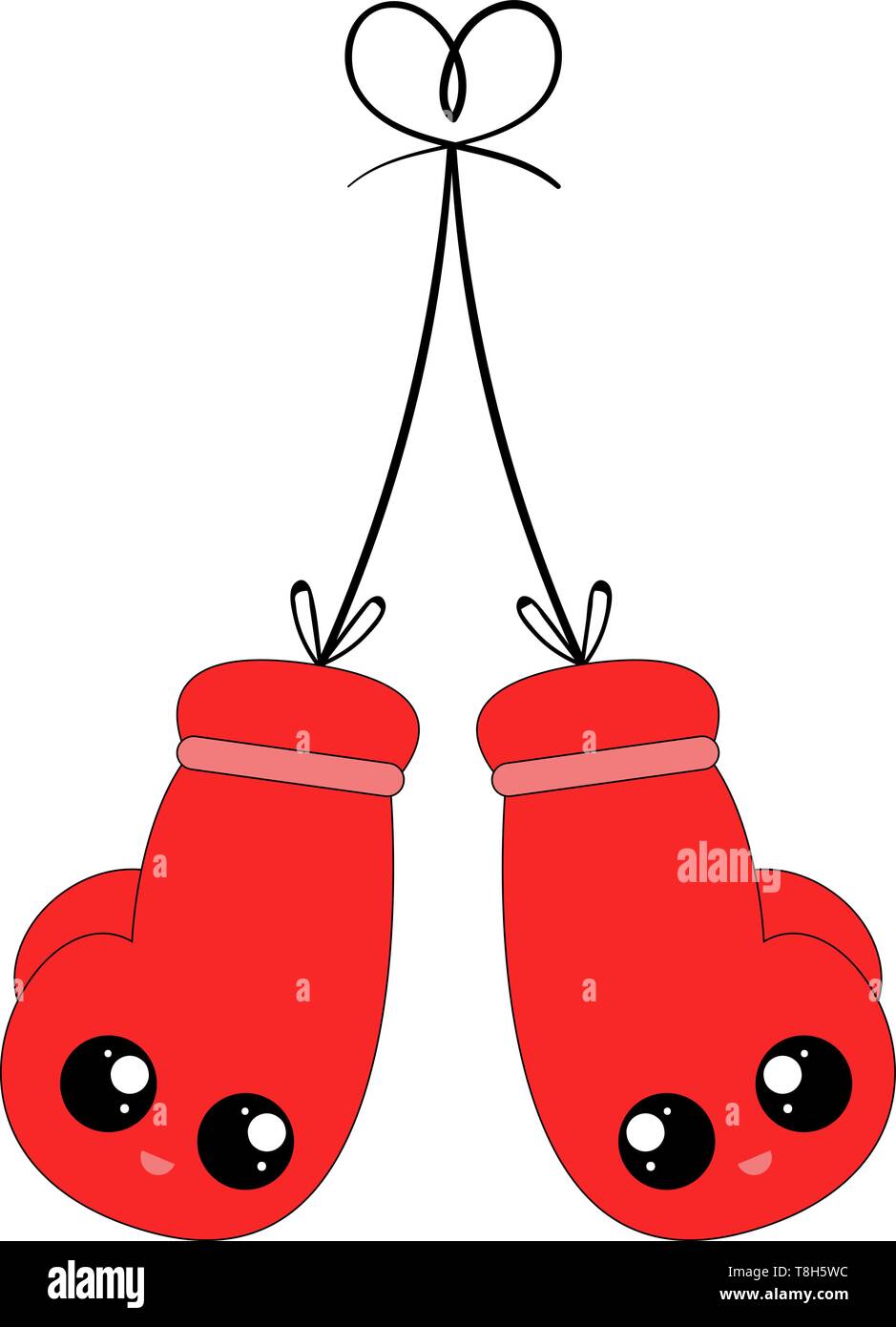 A pair of bright boxing gloves in red colour with a smiley , vector ...