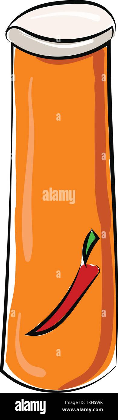 A orange box of chips with a red chilly picture outside , vector, color ...