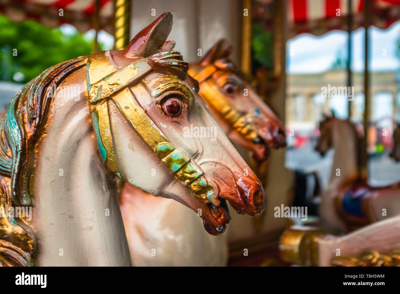 Colorful animal carousel carnival ride hi-res stock photography and ...