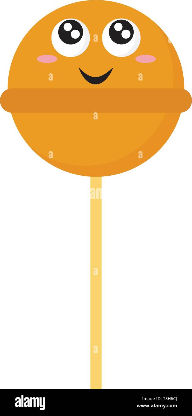 A tasty chupa chups in yellow colour with a happy smiley , vector ...