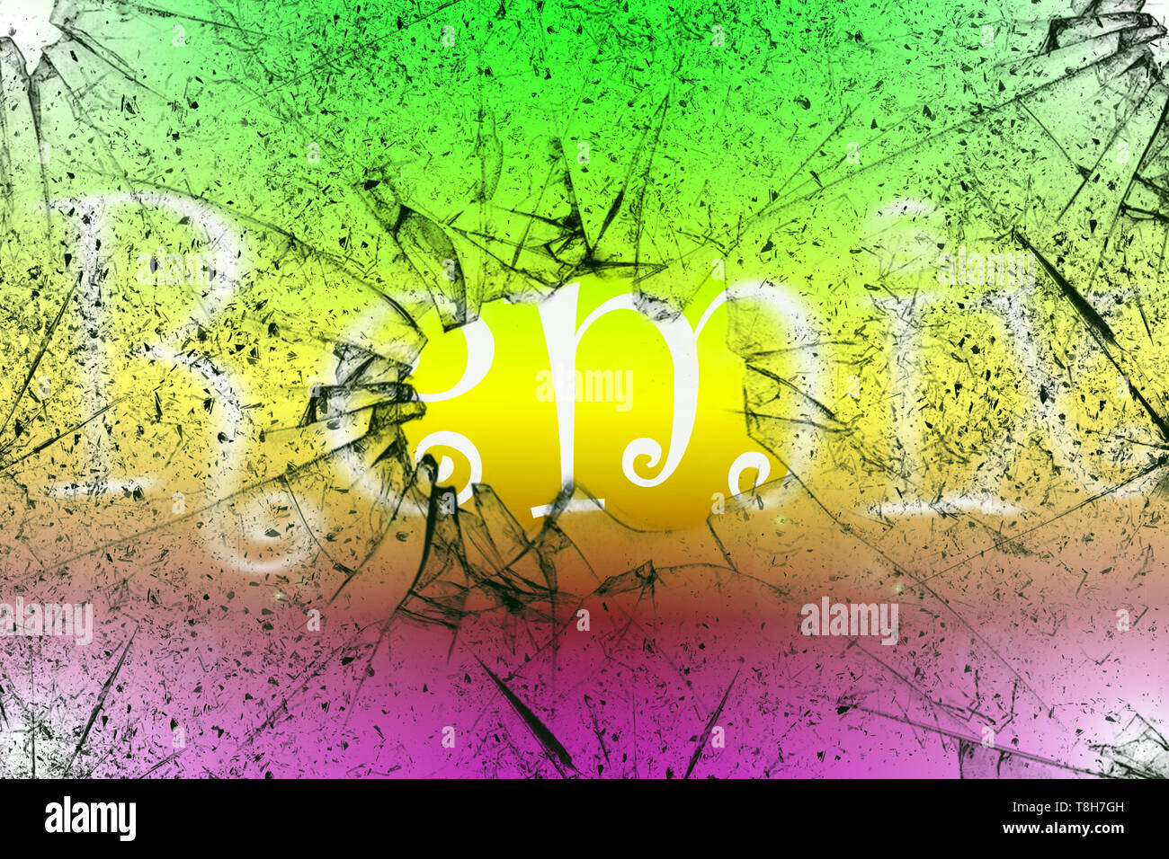 Remix concept with remix word written behind the broken glass with ...