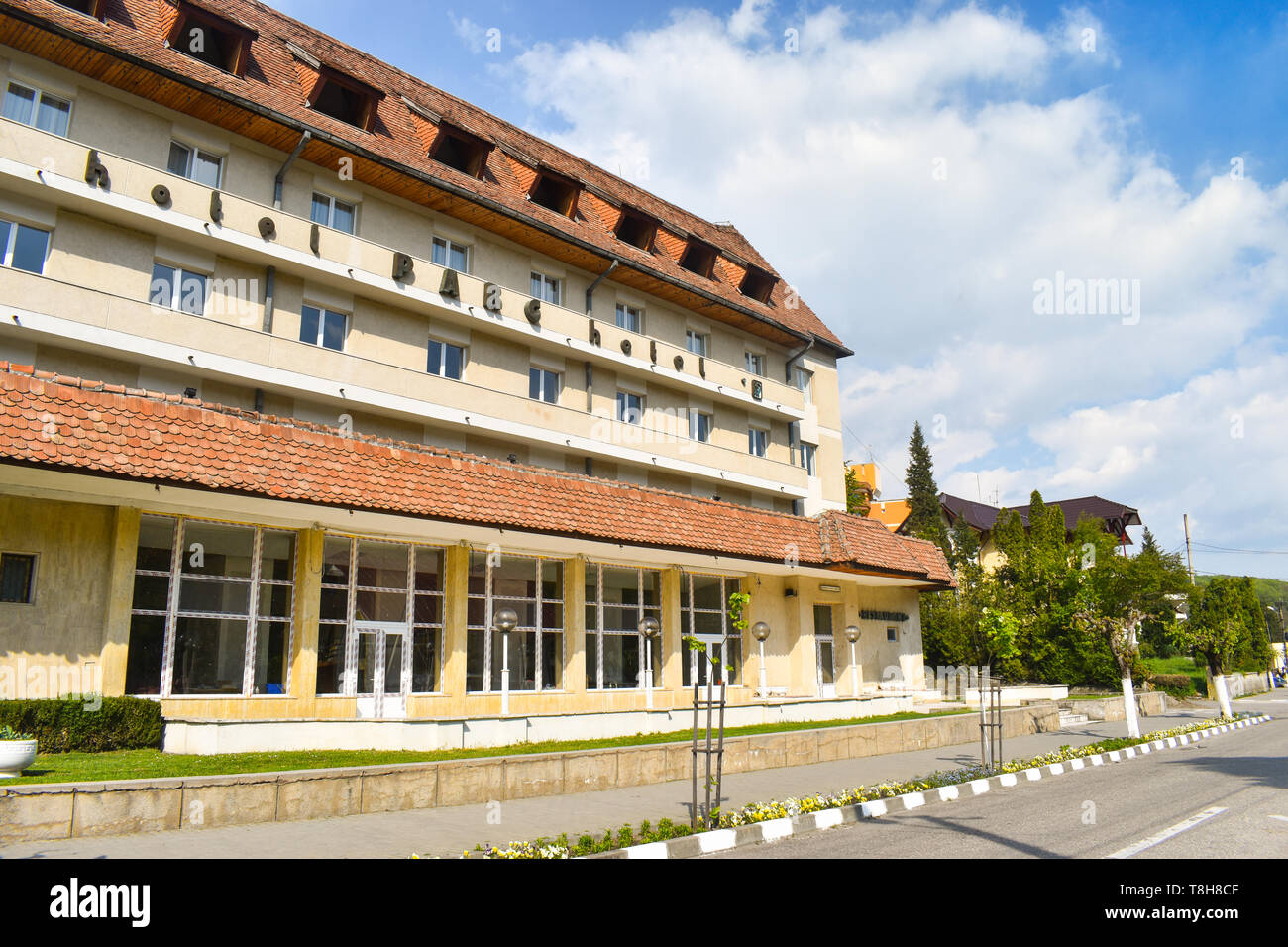 Beautiful touristic destination the balneary city Baile Govora with old ...