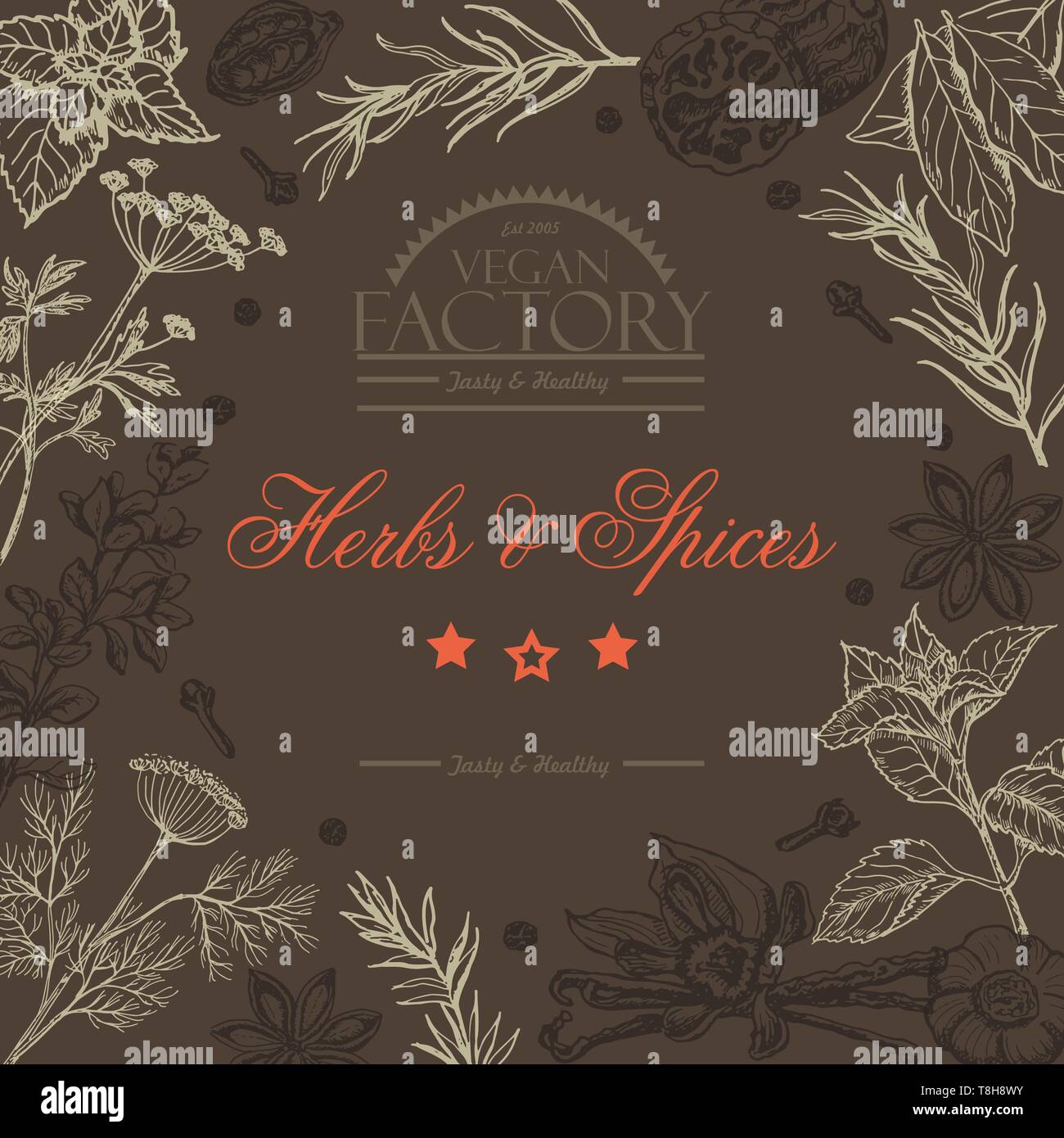 Vector background with spices and herbs. Vector illustration for your ...