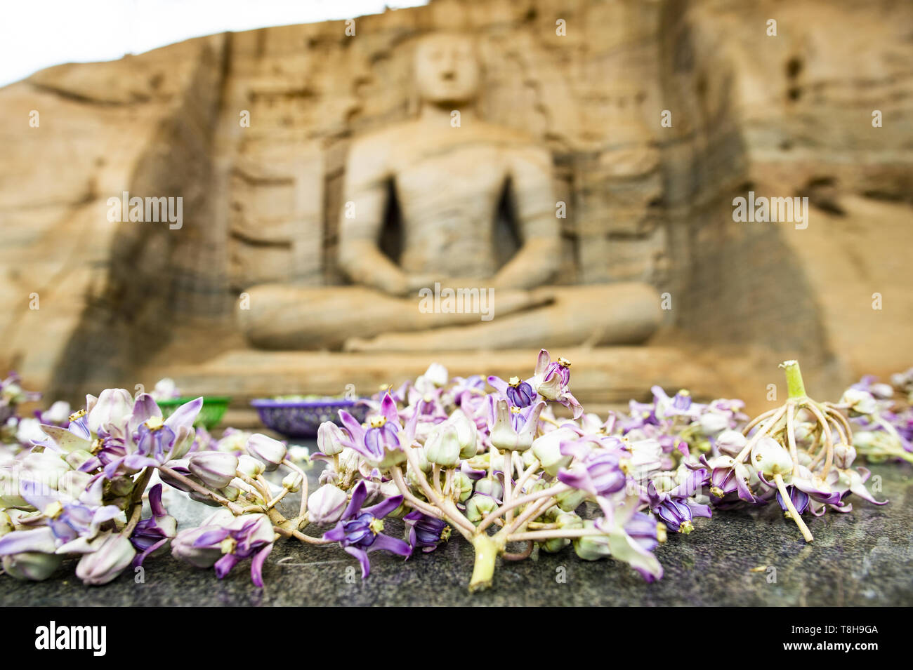 (Selective focus) Blurred Samadhi statue carved in stone in the ...