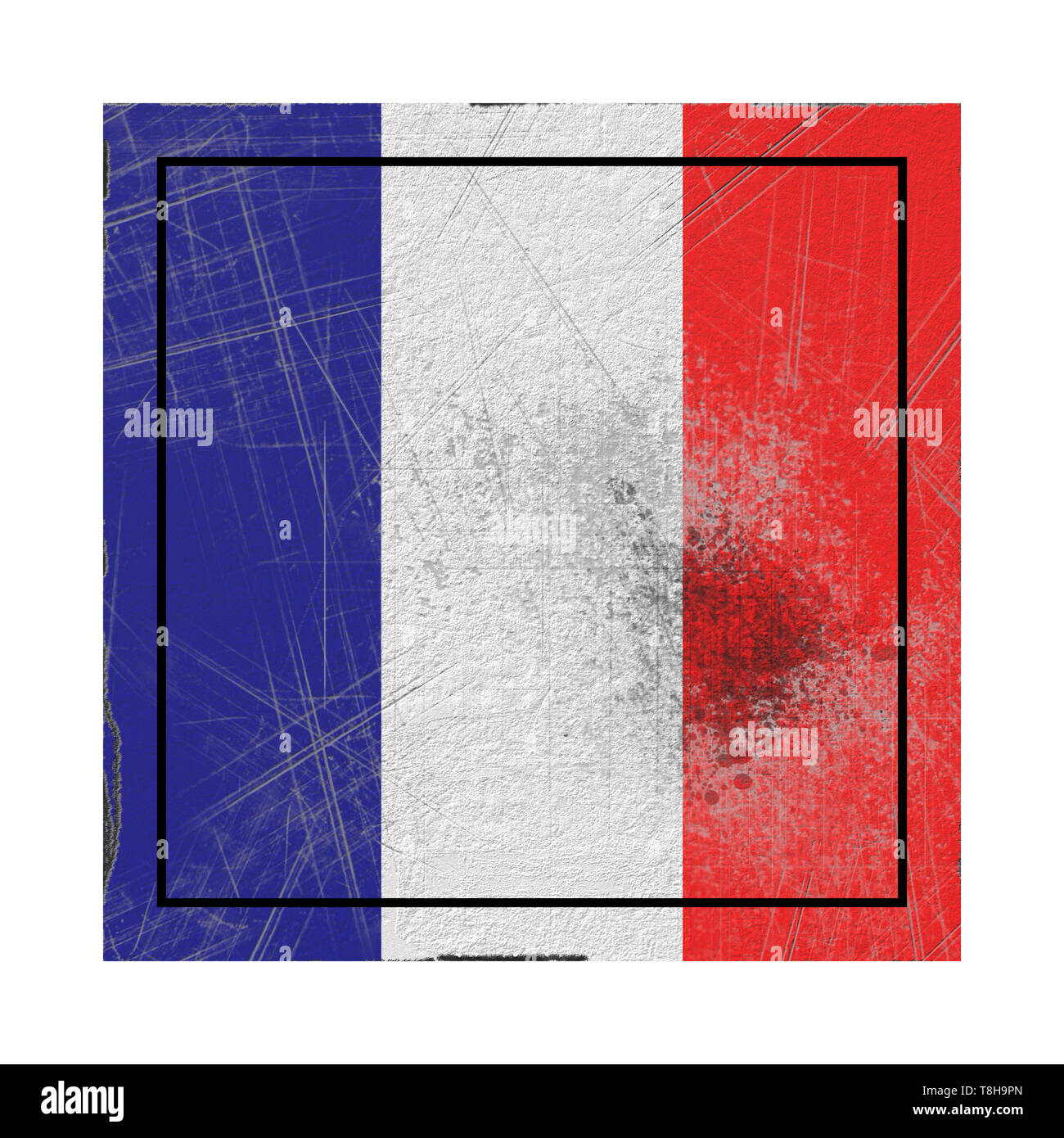 3d rendering of a France country flag on a rusty surface Stock Photo ...