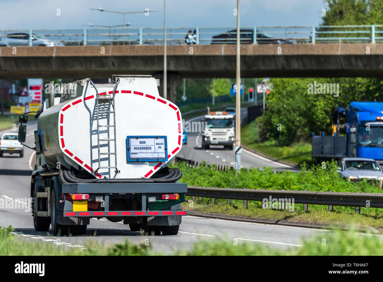 tanker lorry truck on uk motorway in fast motion Stock Photo - Alamy