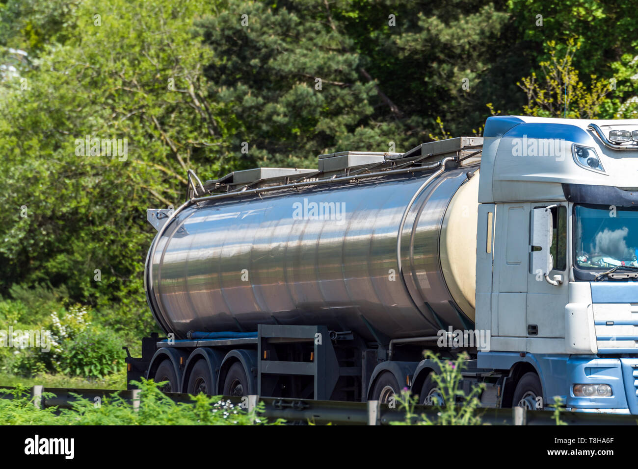 tanker lorry truck on uk motorway in fast motion Stock Photo - Alamy