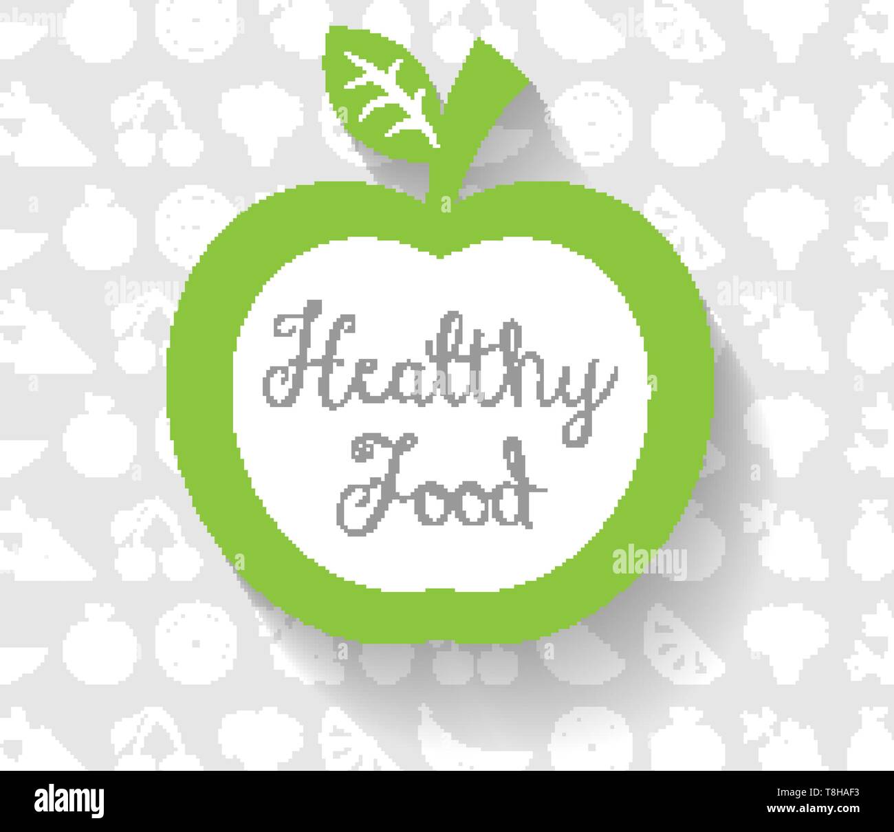 healthy food apple symbol icon on fruit background Stock Vector Image ...