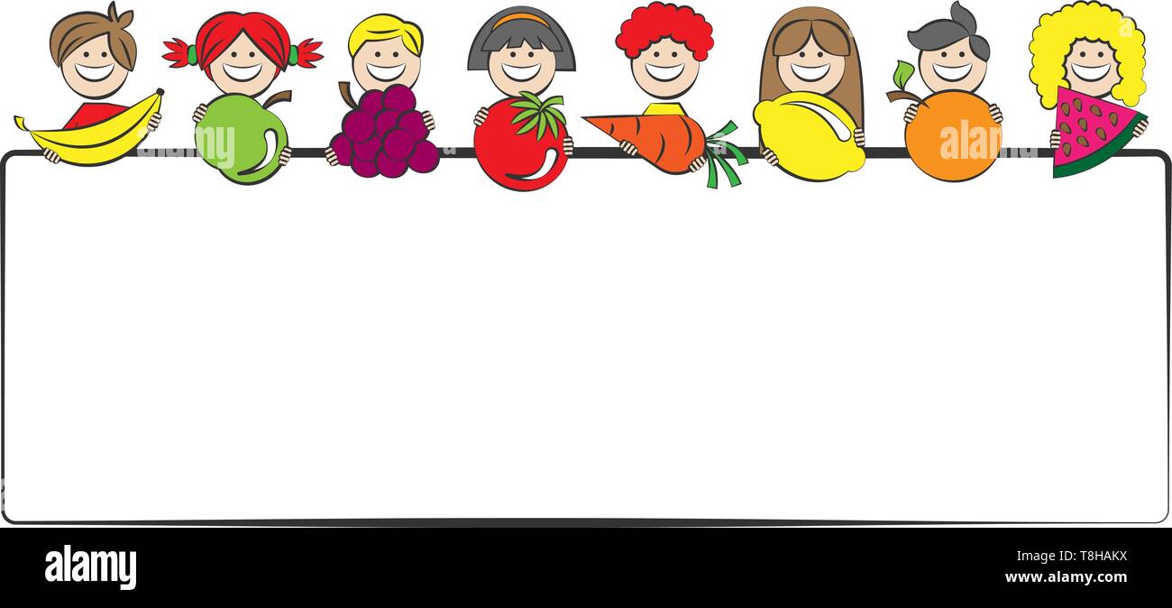 children are holding fruits vector illustration Stock Vector Image ...