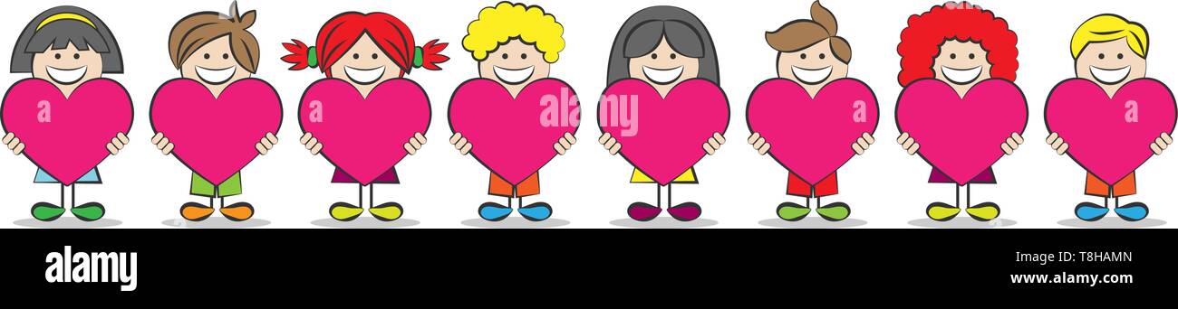 kids with hearts vektor illustration Stock Vector Image & Art - Alamy