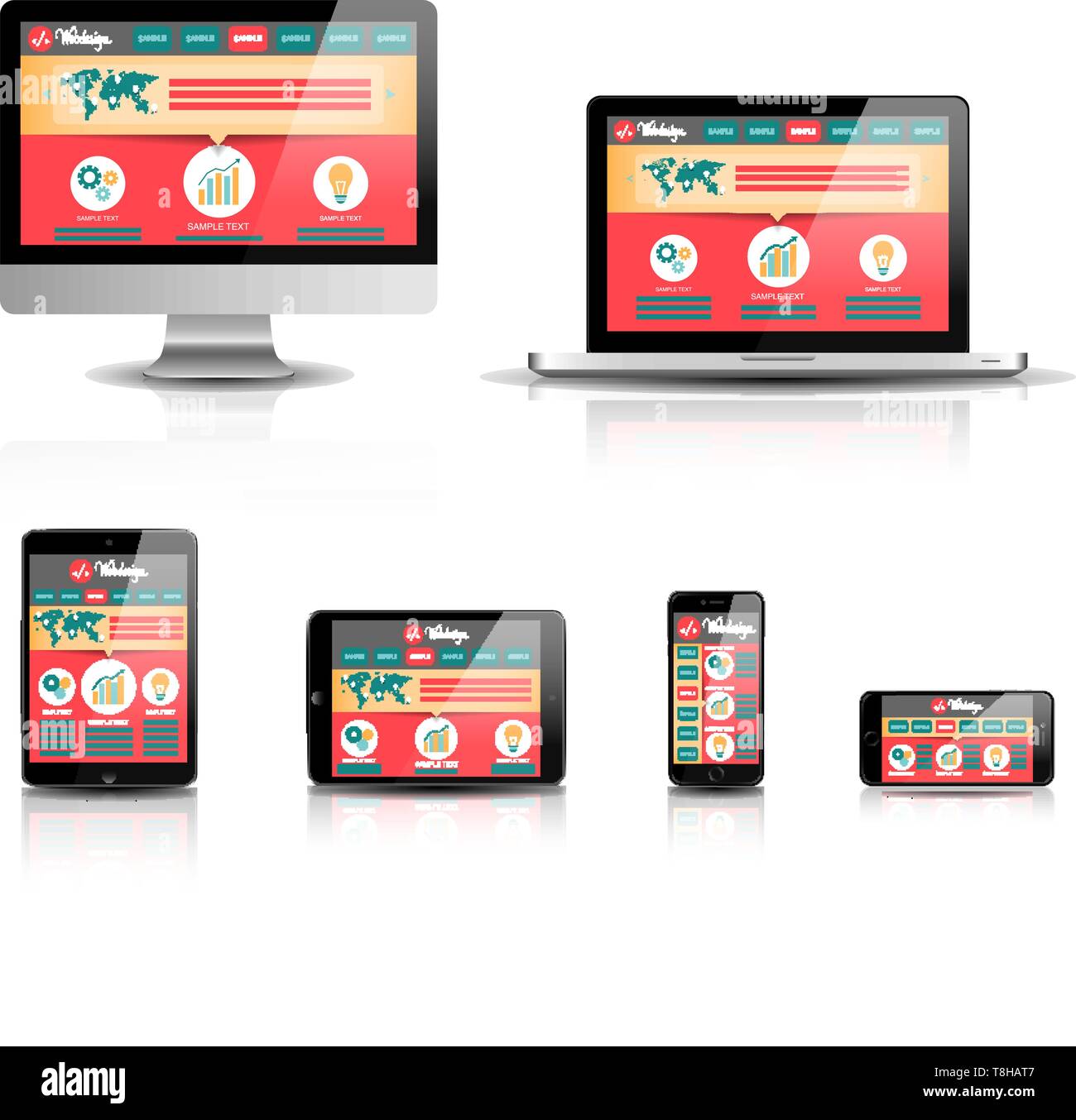 web design vector set lcd display screen mobile devices monitor pc ...